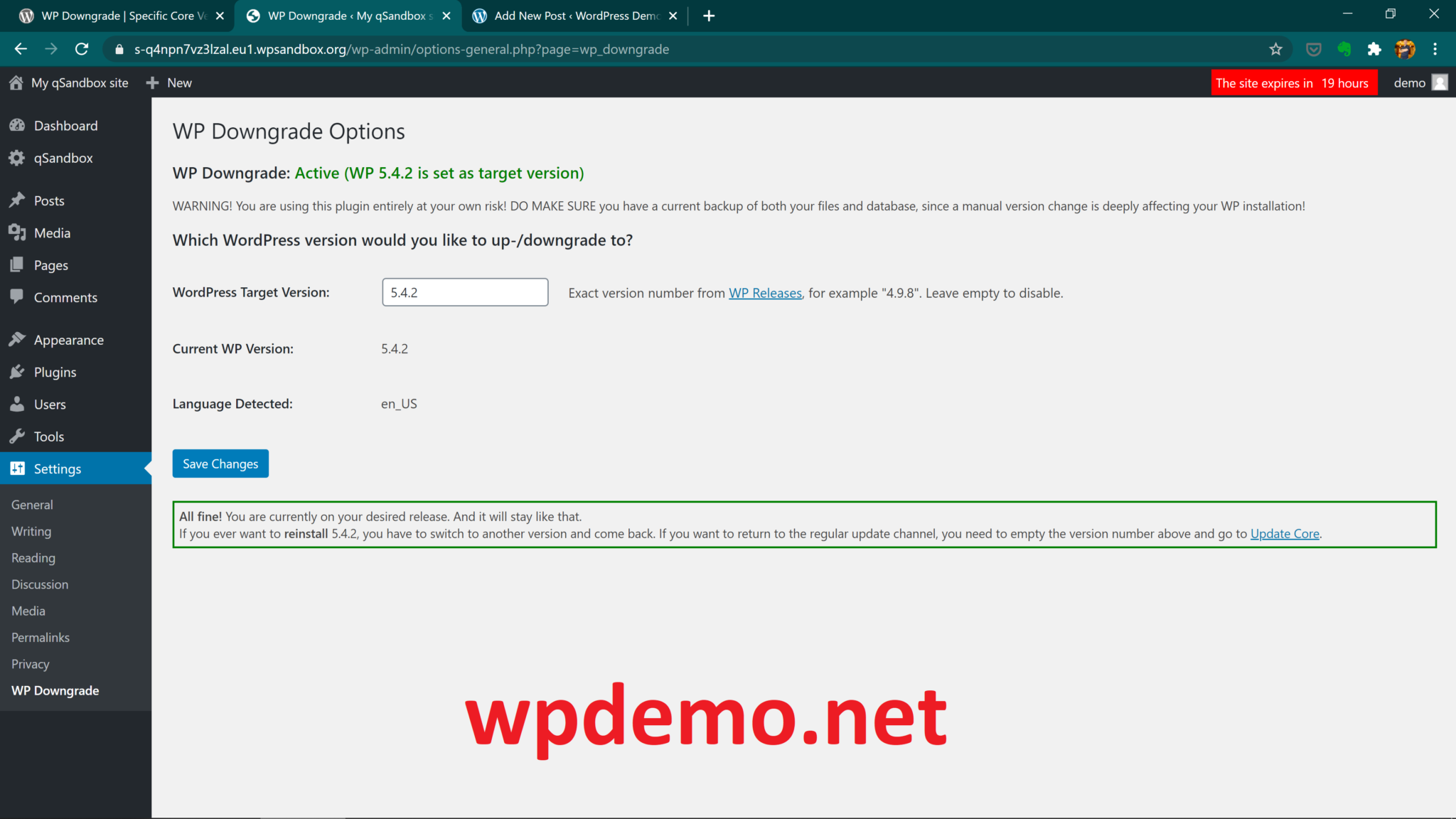 How to Downgrade WordPress with WP Downgrade Plugin